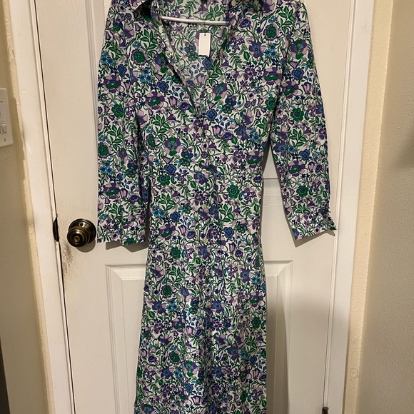 Talbots | Dresses | Nwt Talbots Green And Blue Wrap Dress With Notched ...